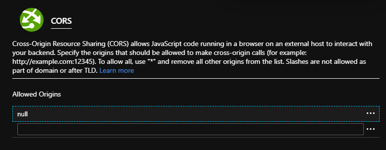 Allowing Null Origin In Azure App Service Developer Ramblings Of Kevin Smith